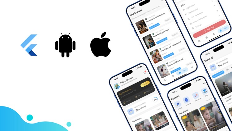 FREE – E-Learning & English Course App | Flutter UI Tutorial - Free ...